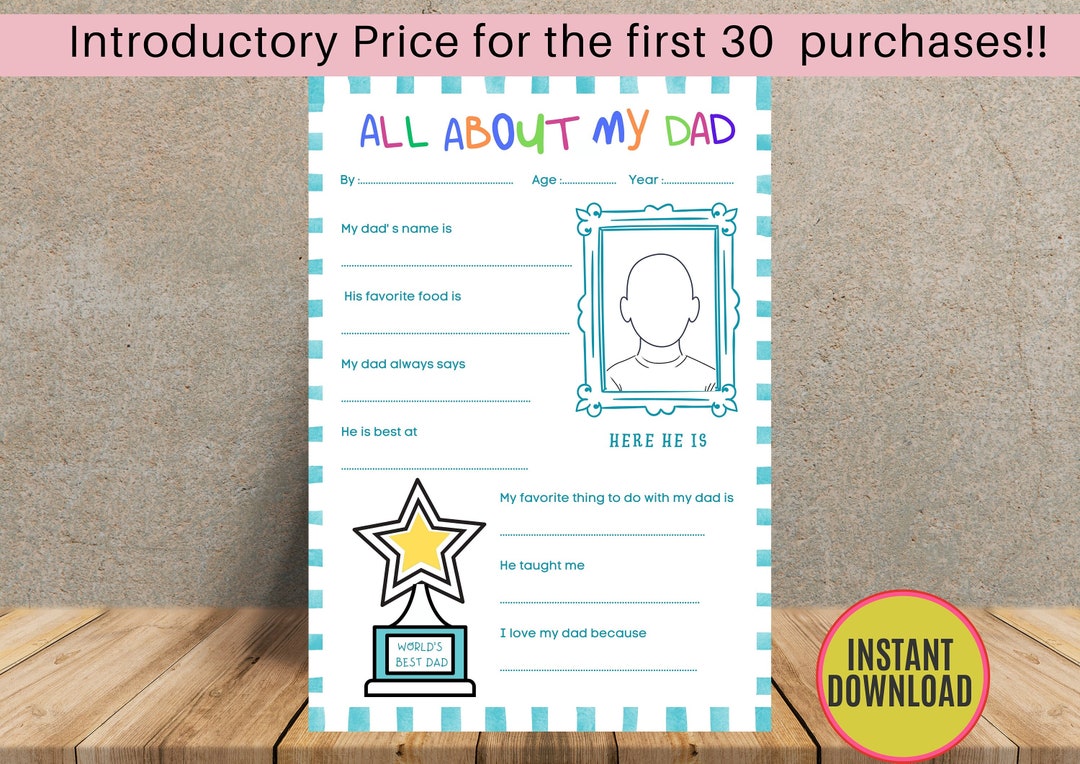 Fathers Day Gift From Kids Printable, My Daddy Fill in the Blanks ...