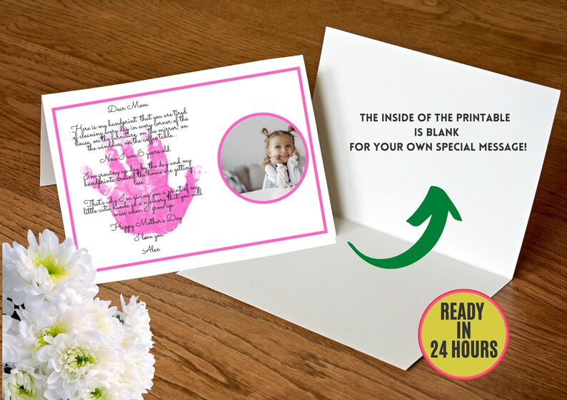 Custom Mothers Day Card Printable, Handprint Art, Crafts for Pre-k and ...
