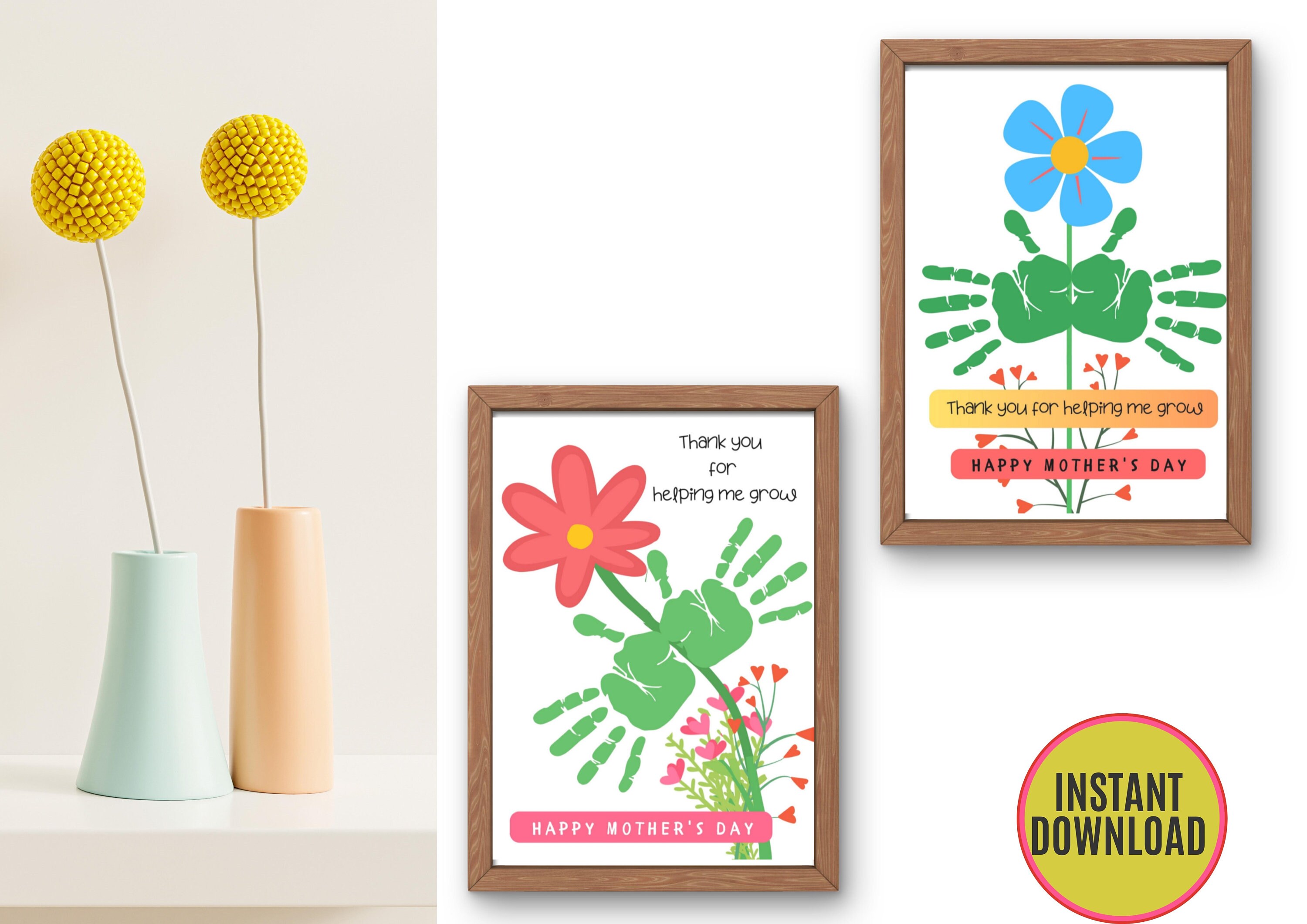 Last Minute Mothers Day Gift, Handprint Set of 2 Last Minute Gifts for ...