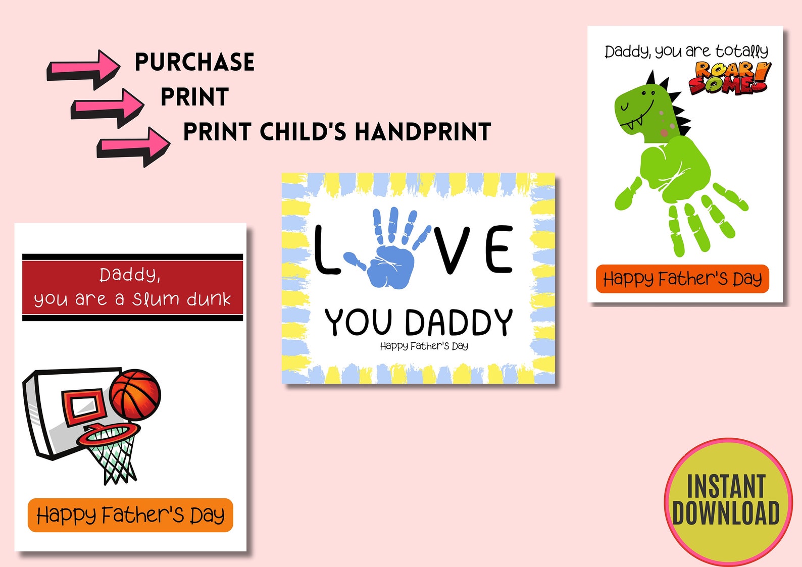Fathers Day Handprint Craft Bundle, Printable Gift, Fathers Day ...