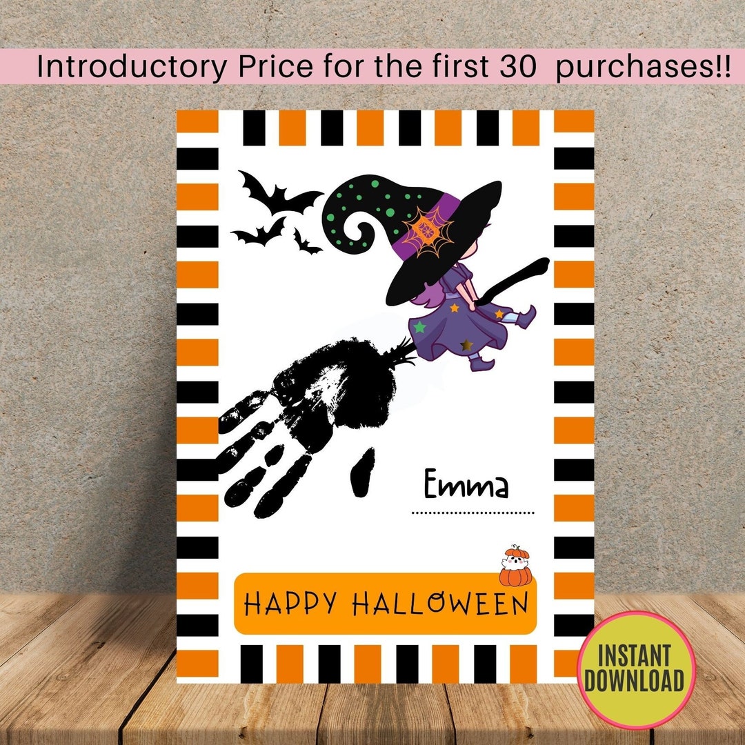 Witch Handprint Keepsake , Handprint Art for Baby , Printable Craft ...