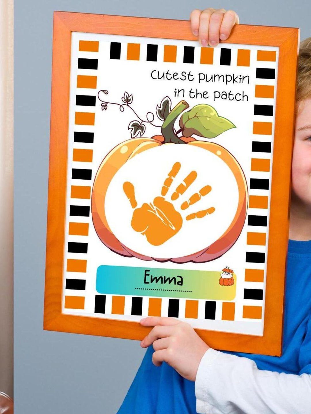 2024 Halloween Pumpkin Handprint, Toddler Baby Printable Art Craft ...