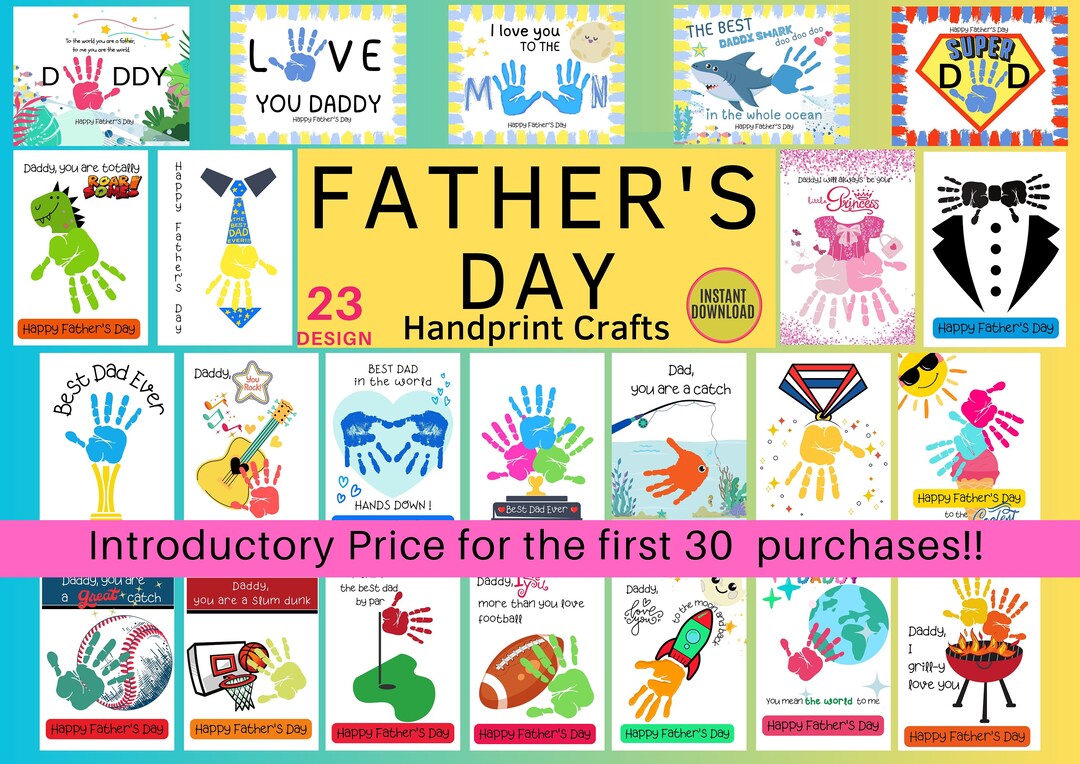 Fathers Day Handprint Craft Bundle, Printable Gift, Fathers Day ...