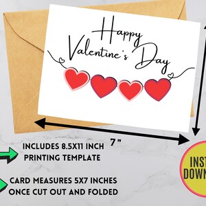 Printable Valentine's Day Card With Red Hearts, Downloadable and ...