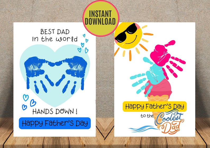 Fathers Day Handprint Craft Bundle, Printable Gift, Fathers Day ...