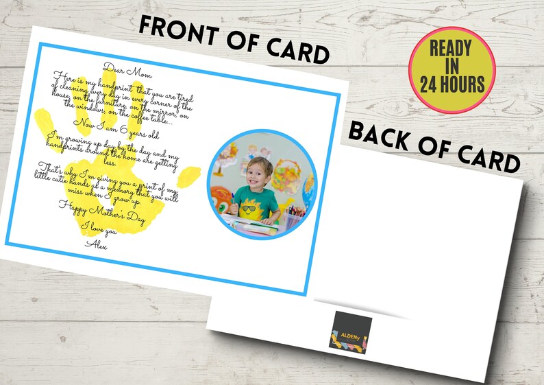 Custom Mothers Day Card Printable, Handprint Art, Crafts for Pre-k and ...