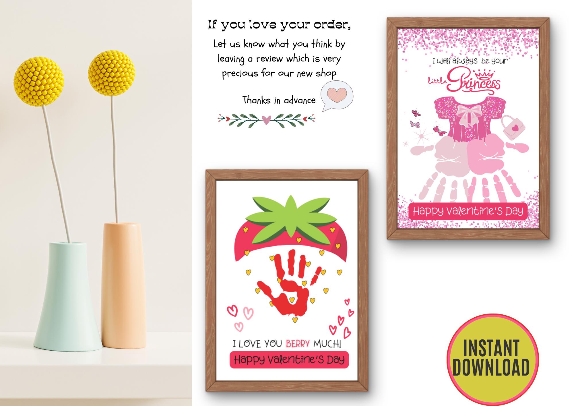 Printable Kid's Valentines Day Handprint Craft, Toddler Baby Printable ...