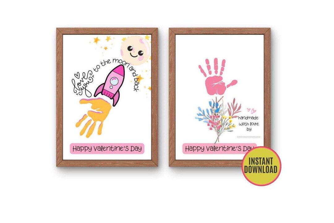 Valentine's Day Printable Handprint Wall Art, Toddler Baby Footprint ...