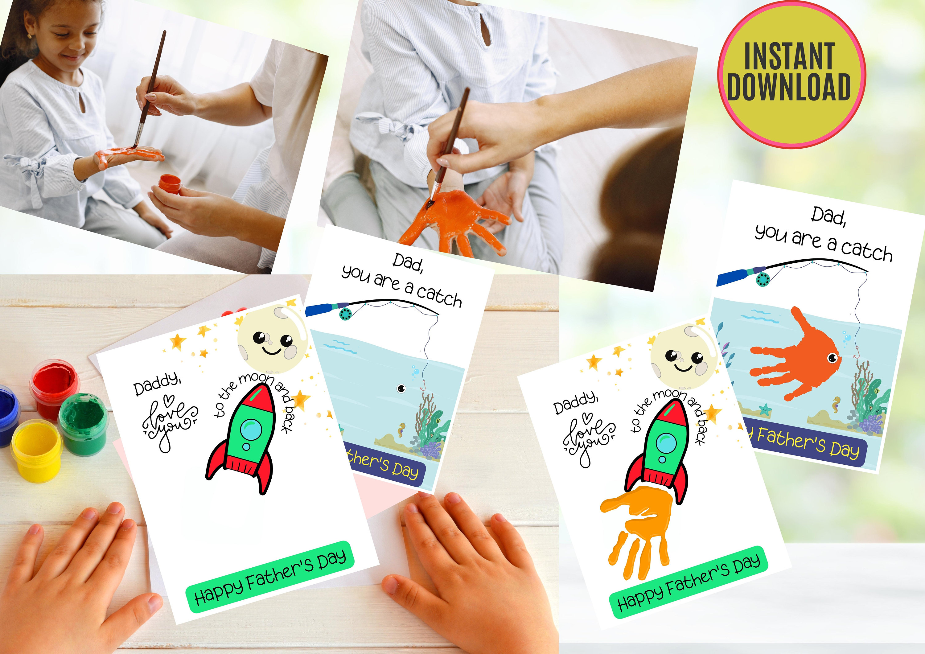 Fathers Day Handprint Craft Bundle, Printable Gift, Fathers Day ...