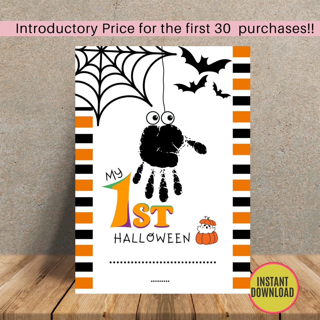 My First Halloween Spider Handprint Keepsake , Handprint Art for Baby ...