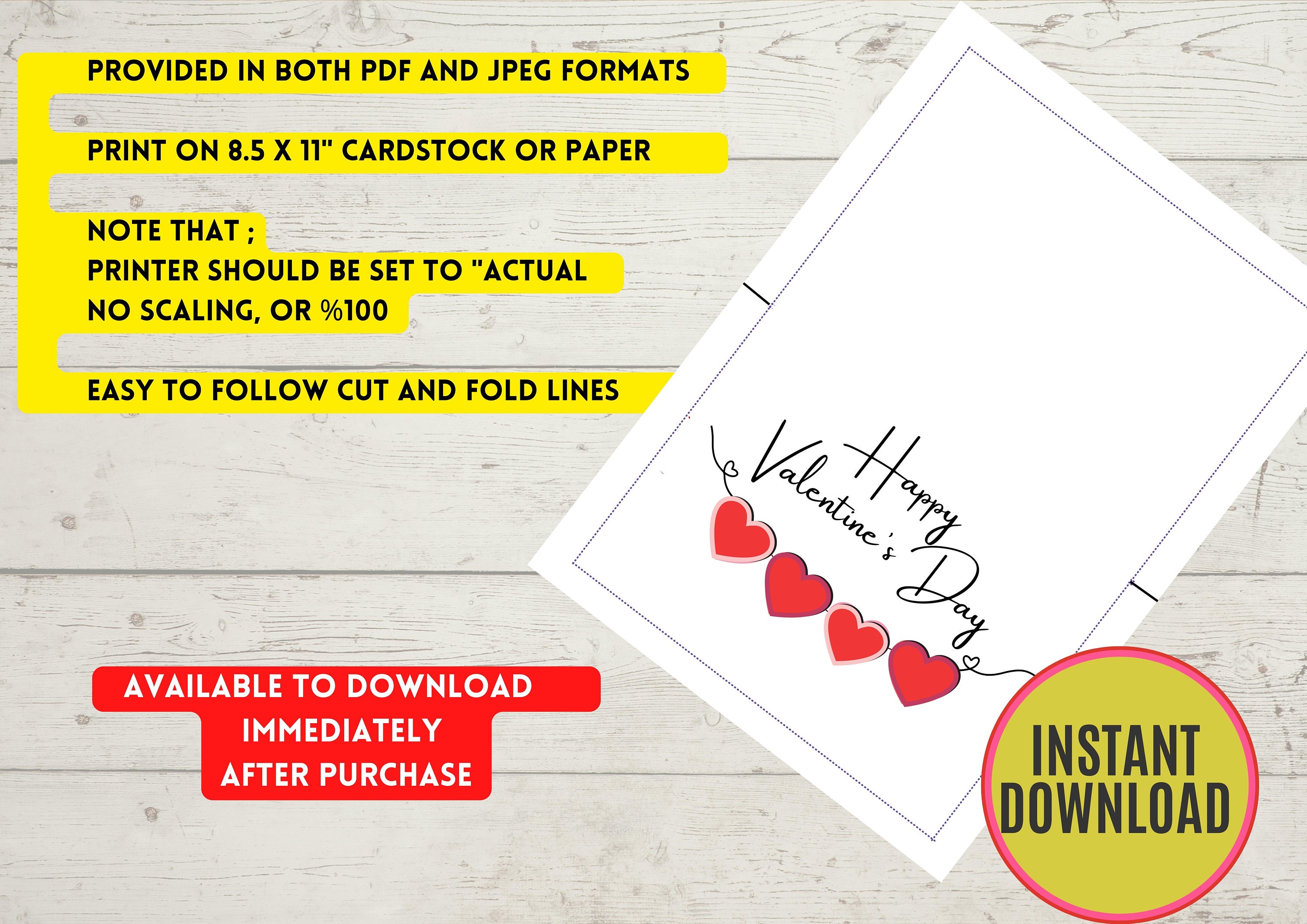 Printable Valentine's Day Card With Red Hearts, Downloadable and ...