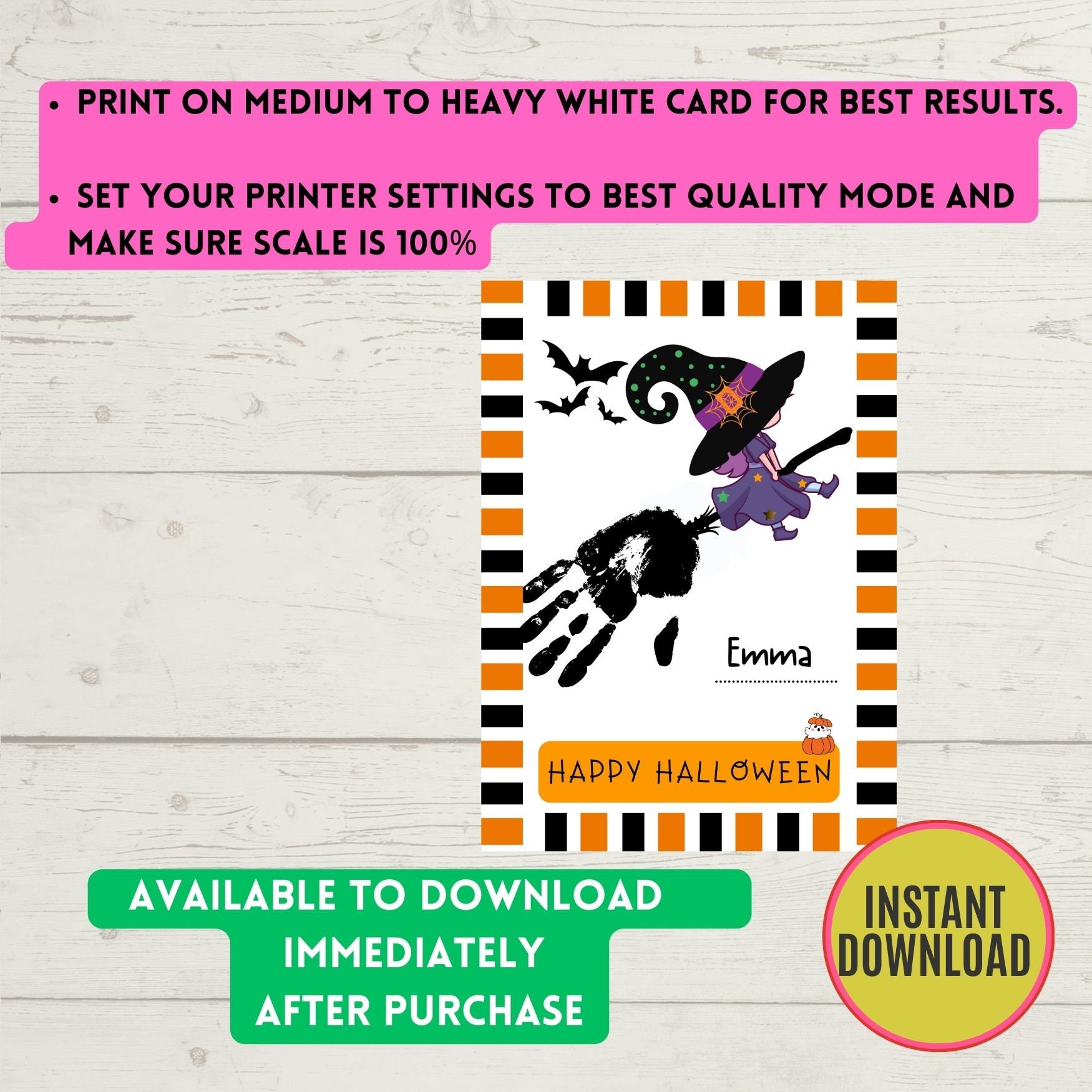 Witch Handprint Halloween Keepsake, Baby First Halloween (printable ...