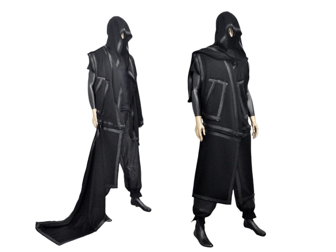 XS-8XL Cyberpunk Ninja Cloak – Hooded Techwear Robe With Detachable ...