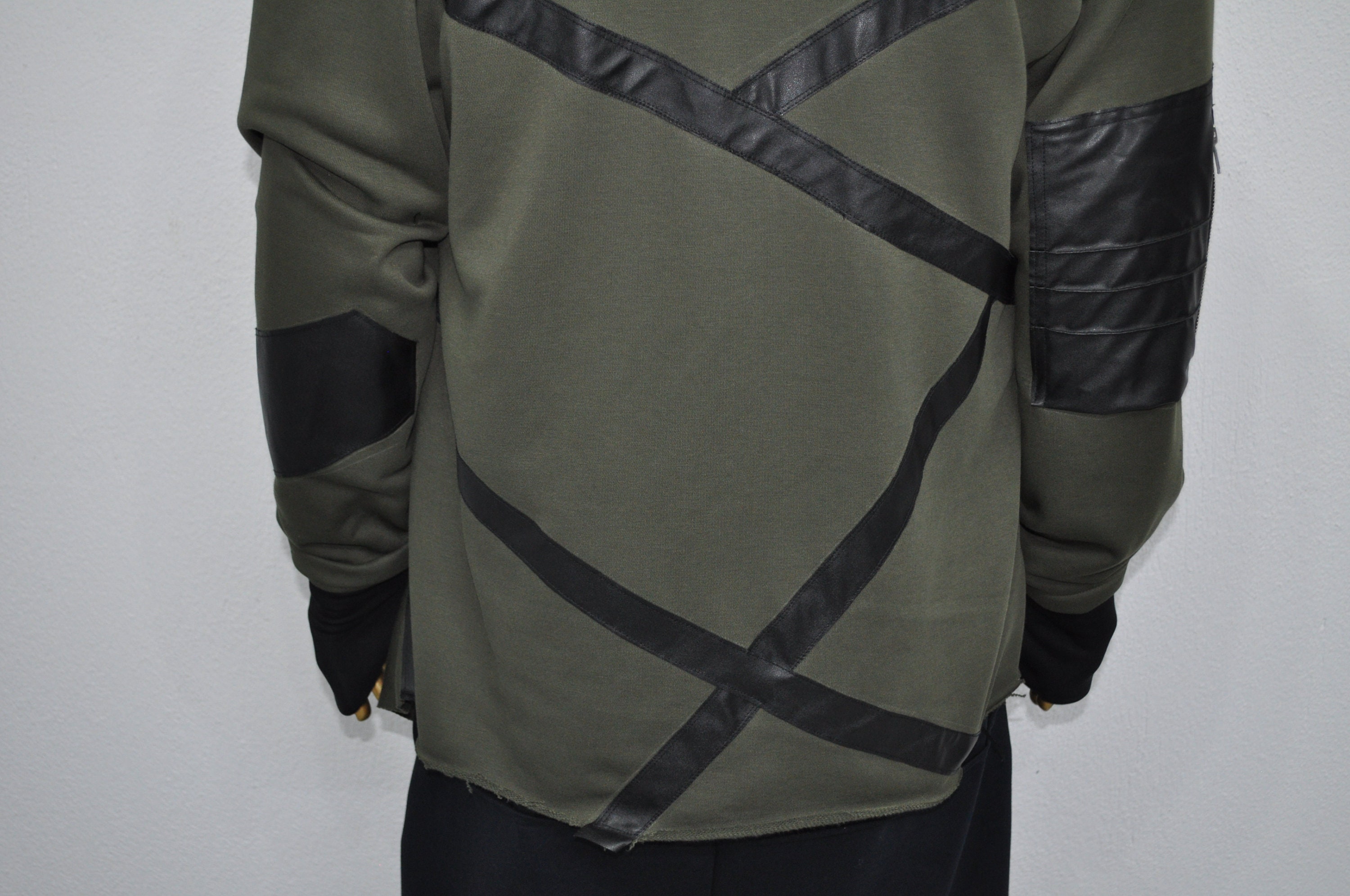 XS-8XL Leather Trim Creed Giant Hood Asymetrical Dust Shawl Cardigan ...
