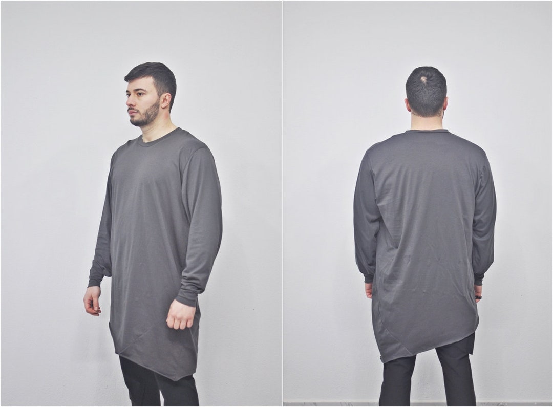 XS-8XL Men's Oversized Loose Overlong Teckwear Asymmetric Tshirt ...