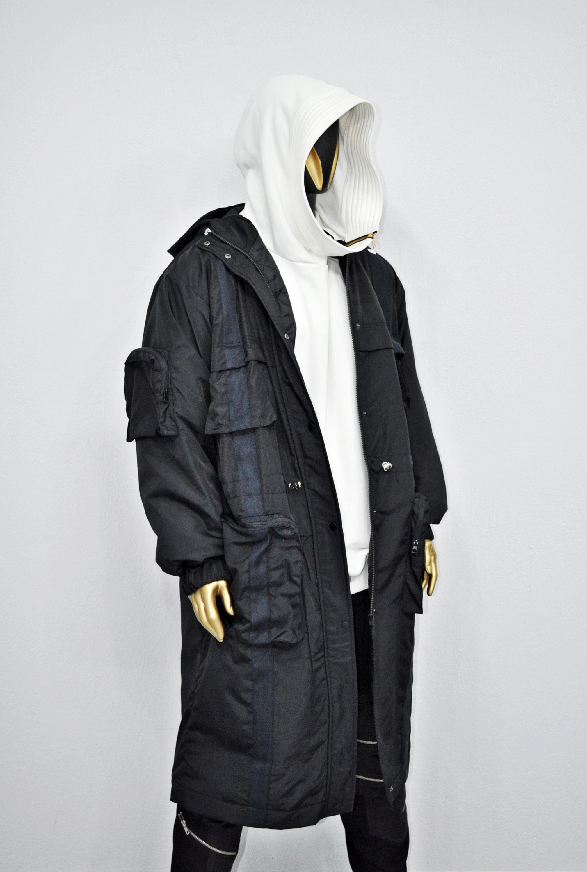 XS-8XL Dark Long Windbreaker Loose Jacket, Over the Knee Hooded Big ...