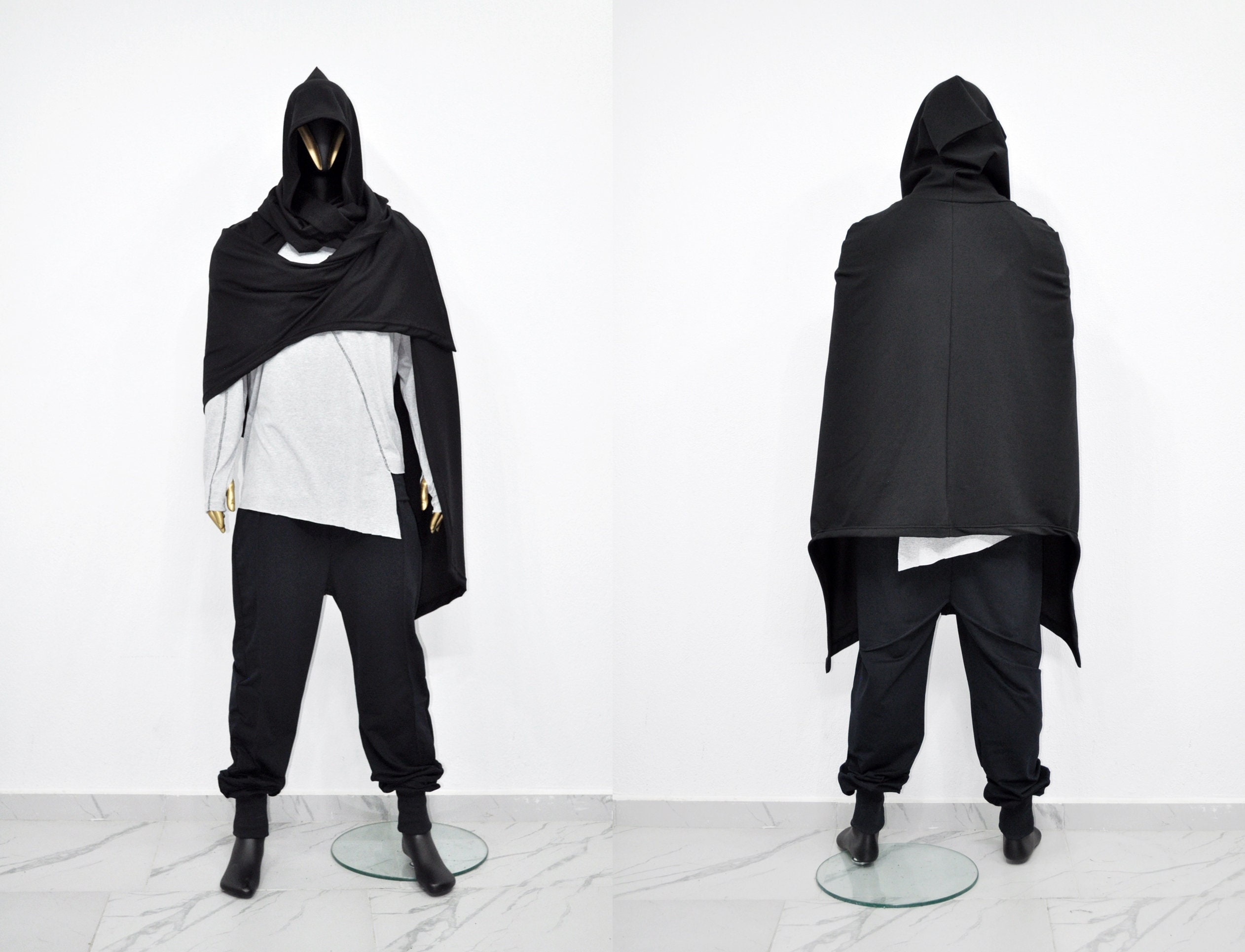 Black Overlong Cosplay Cloak,poncho Cardigan Men Women,shawl,versatile ...