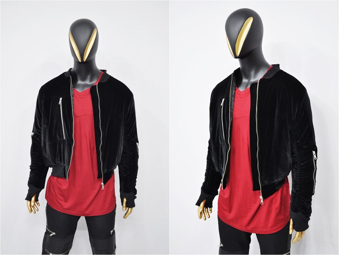 XS-8XL Men's Steampunk Velvet Bomber Jacket,full-zip Hoodie,velour ...