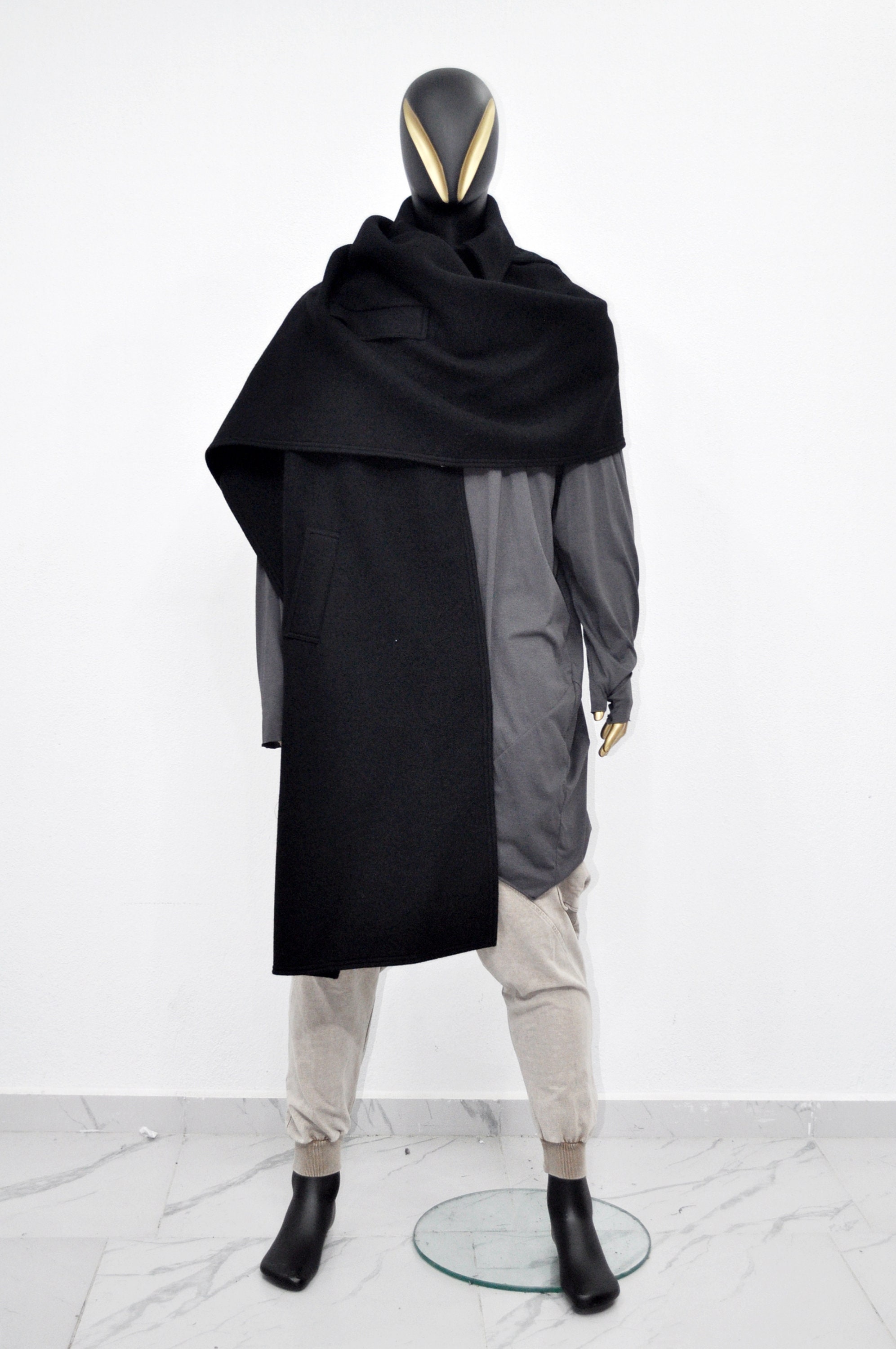 BTS Wool Medieval Robe, Ancient Assassin Ninja Fantasy Long Poncho ...