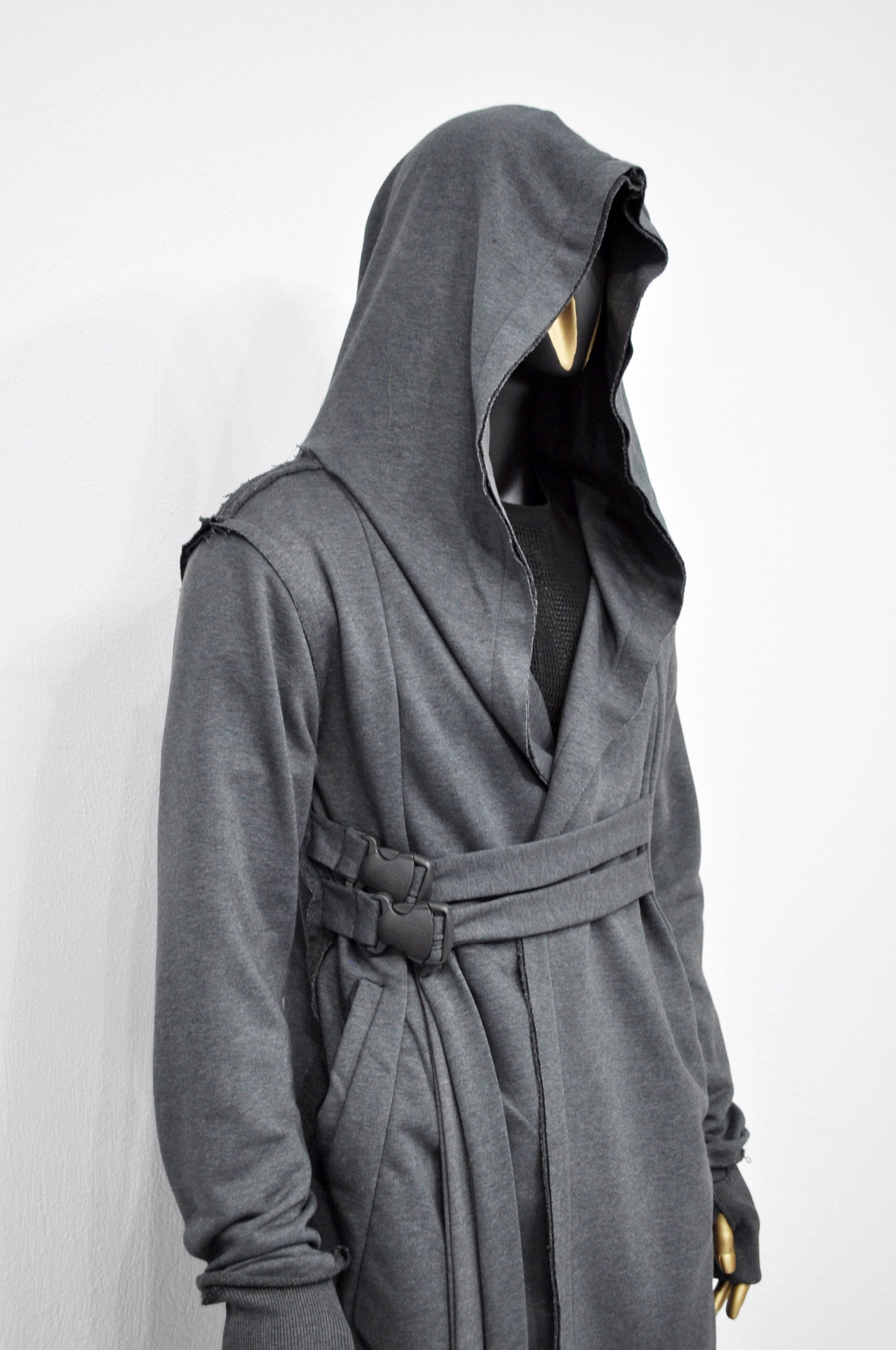 Men's Giant Hooded Cardigan, Asymmetric Steampunk Samurai Ashassian ...