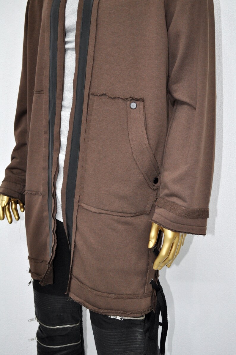 XS-8XL Oversize Hooded Loose Long Leather Trim Edge Drawstring Tied up ...