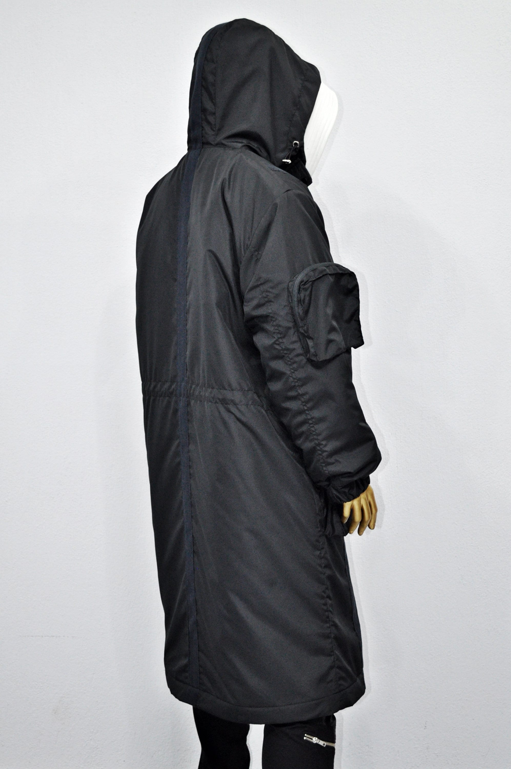 XS-8XL Dark Long Windbreaker Loose Jacket, Over the Knee Hooded Big ...
