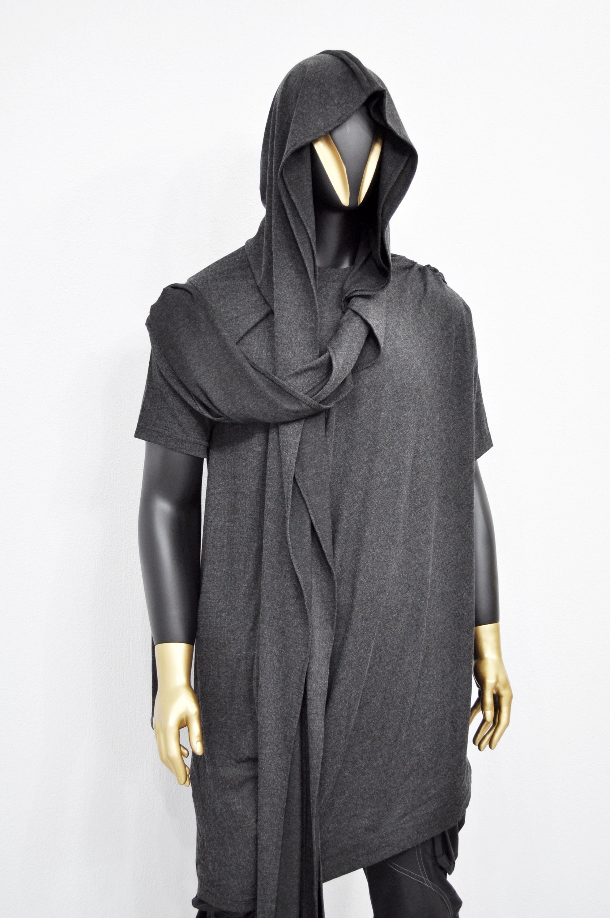 Adult Extra LONG Scarf,gray Cowl Shawl Hooded Mens,wrap Giant Hood ...