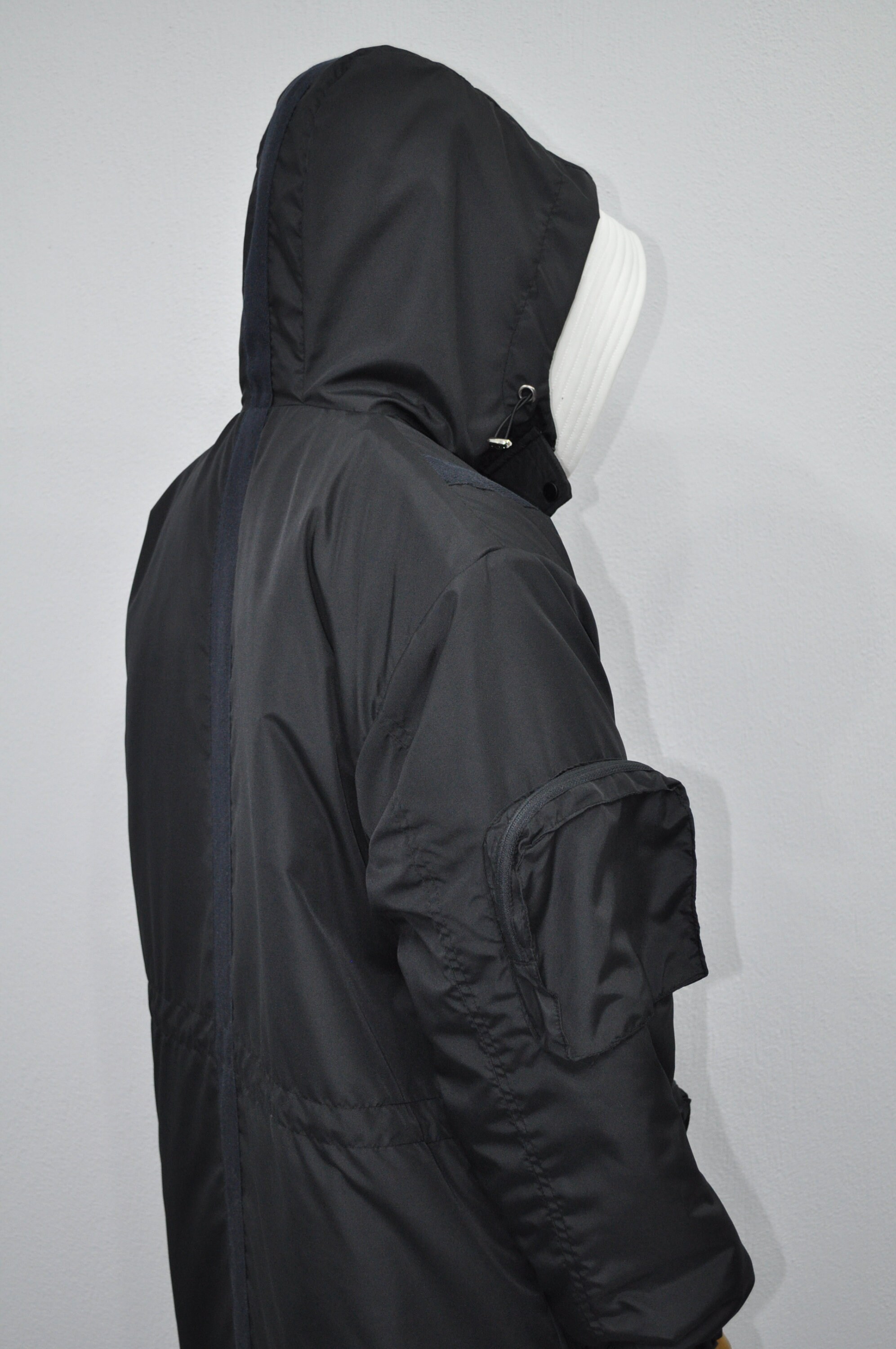 XS-8XL Dark Long Windbreaker Loose Jacket, Over the Knee Hooded Big ...