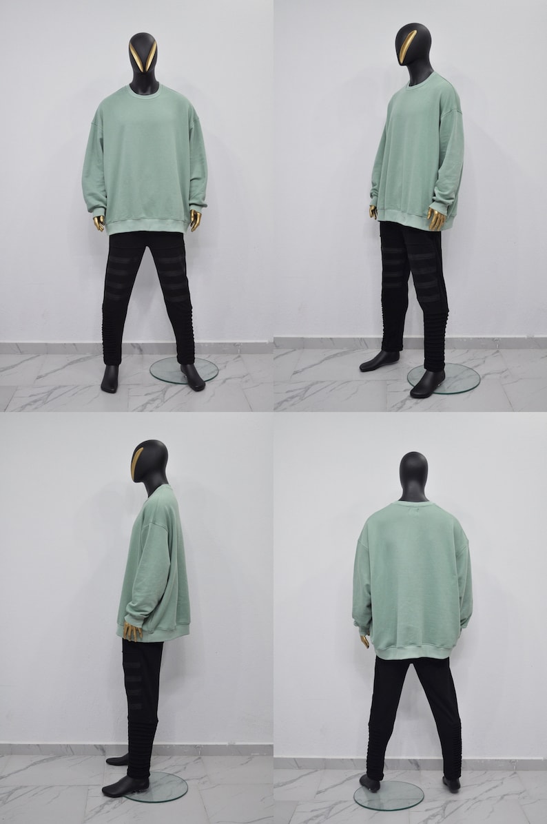 XS-8XL Crew Neck Extra Long Mega Oversize Pullover, Essentials Long Sleeve Sweatshirt Tunic,goth ...