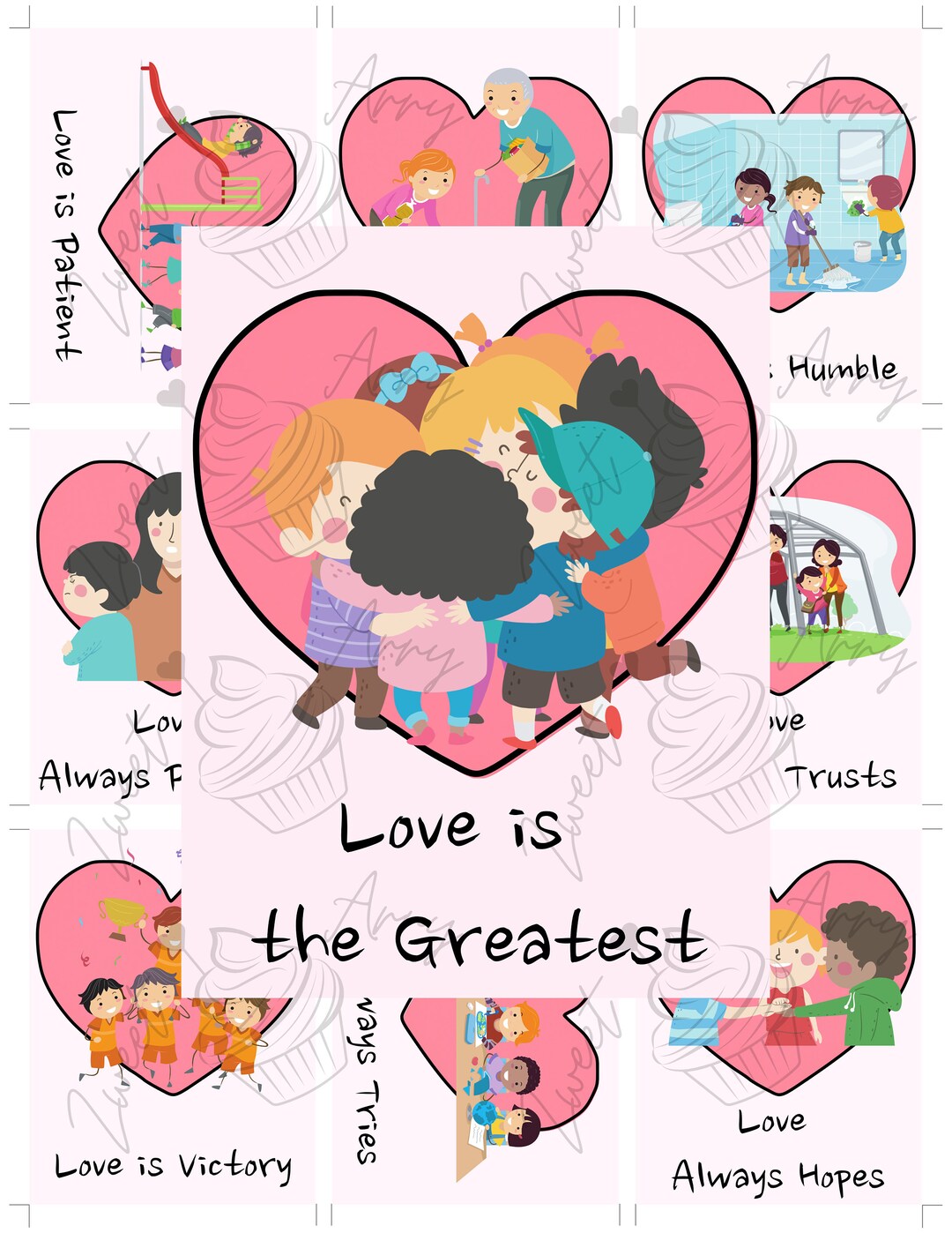9 Christian Valentine's Day Cards Love is 1 Corinthians 13 Hearts Kids ...