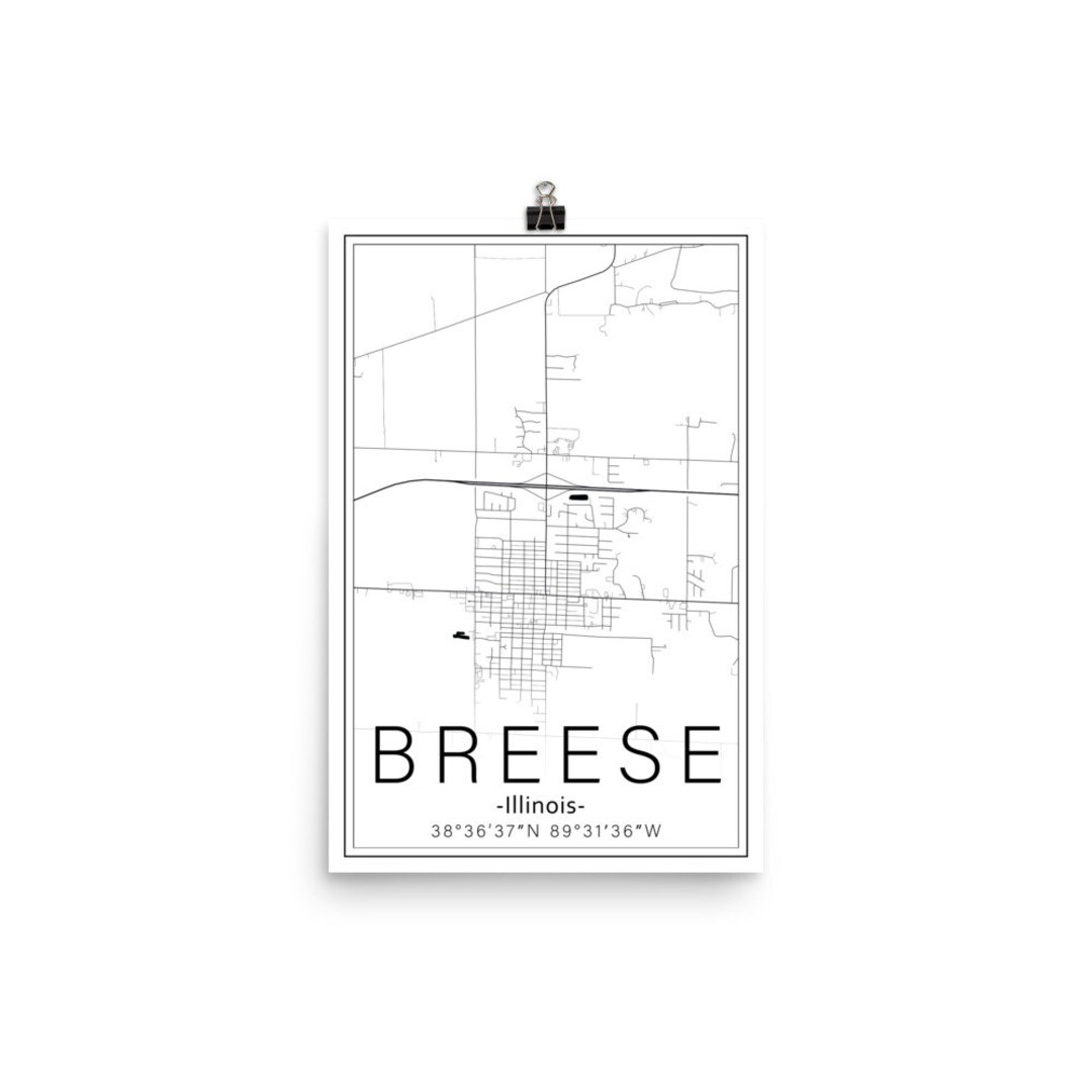 Breese Map Print, Detailed Breese, Illinois Map Print for Home or ...