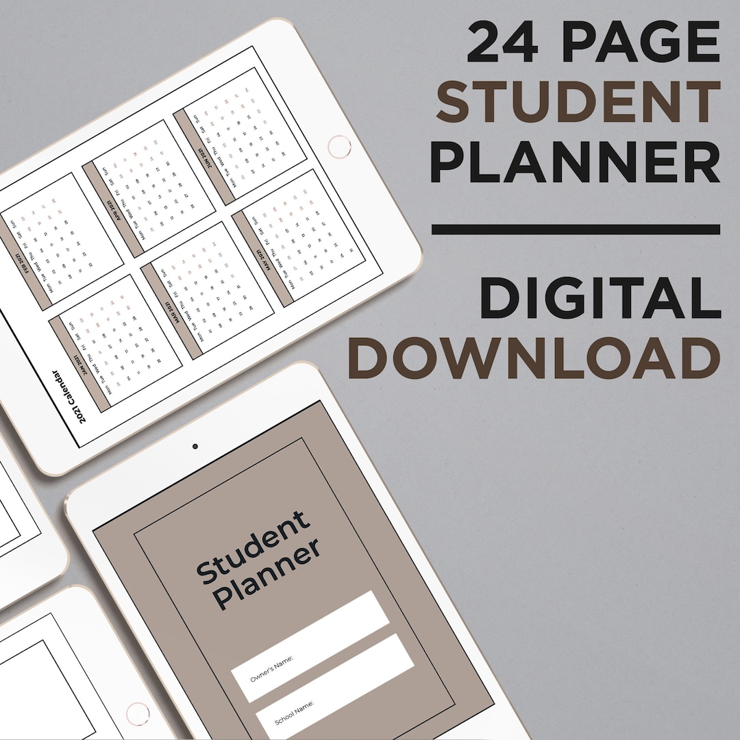 2022-2023 24 Page Student Digital Planner, Portrait Digital Planner ...