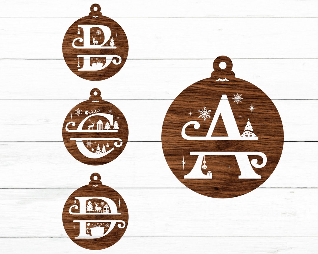 Round Christmas Monogram SVG, Christmas Bauble Ornament SVG Cricut ...