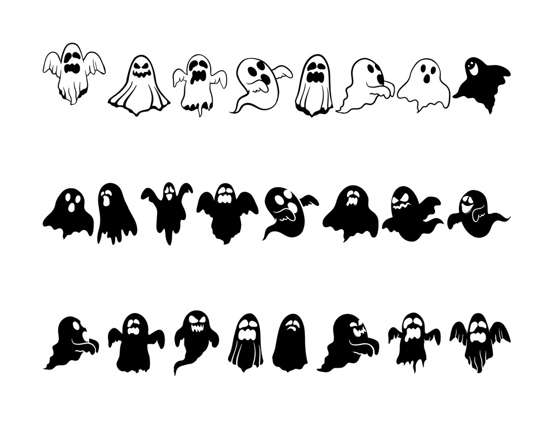 Ghost Svg Bundle, Cute Ghost Bundle, Halloween Svg, Halloween Clipart ...