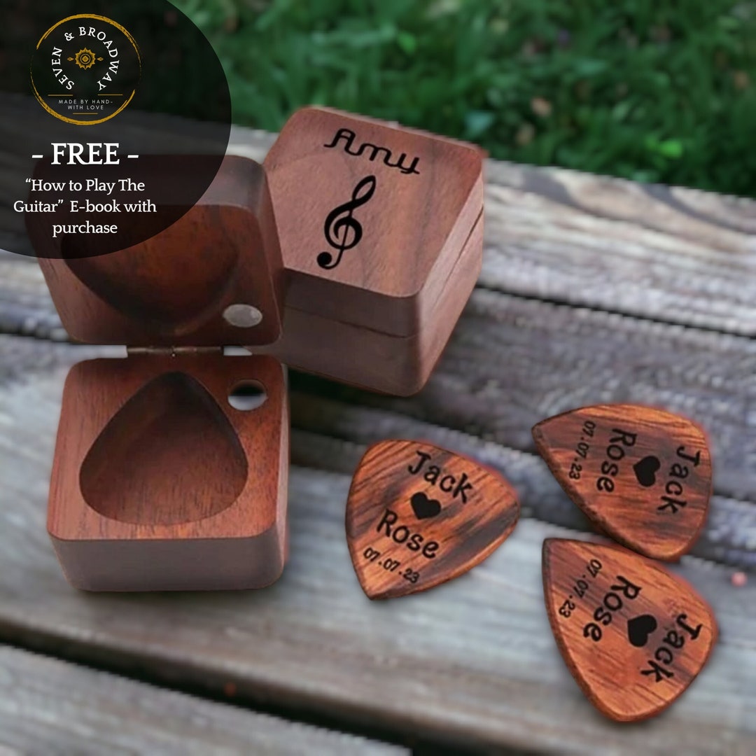 Handmade Custom Guitar Picks, Gift for Musician, Guitar Pick Holder ...