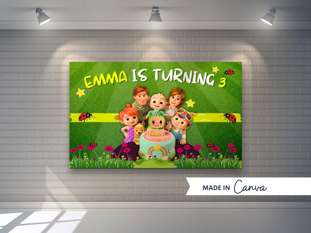 Editable Cocomelon Birthday Welcome Backdrop Template - Etsy