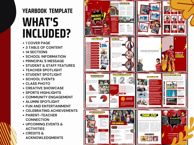 Yearbook Template for Senior Year marvel Superhero Theme for - Etsy