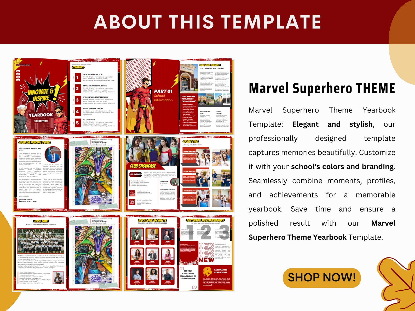 Yearbook Template for Senior Year marvel Superhero Theme for - Etsy
