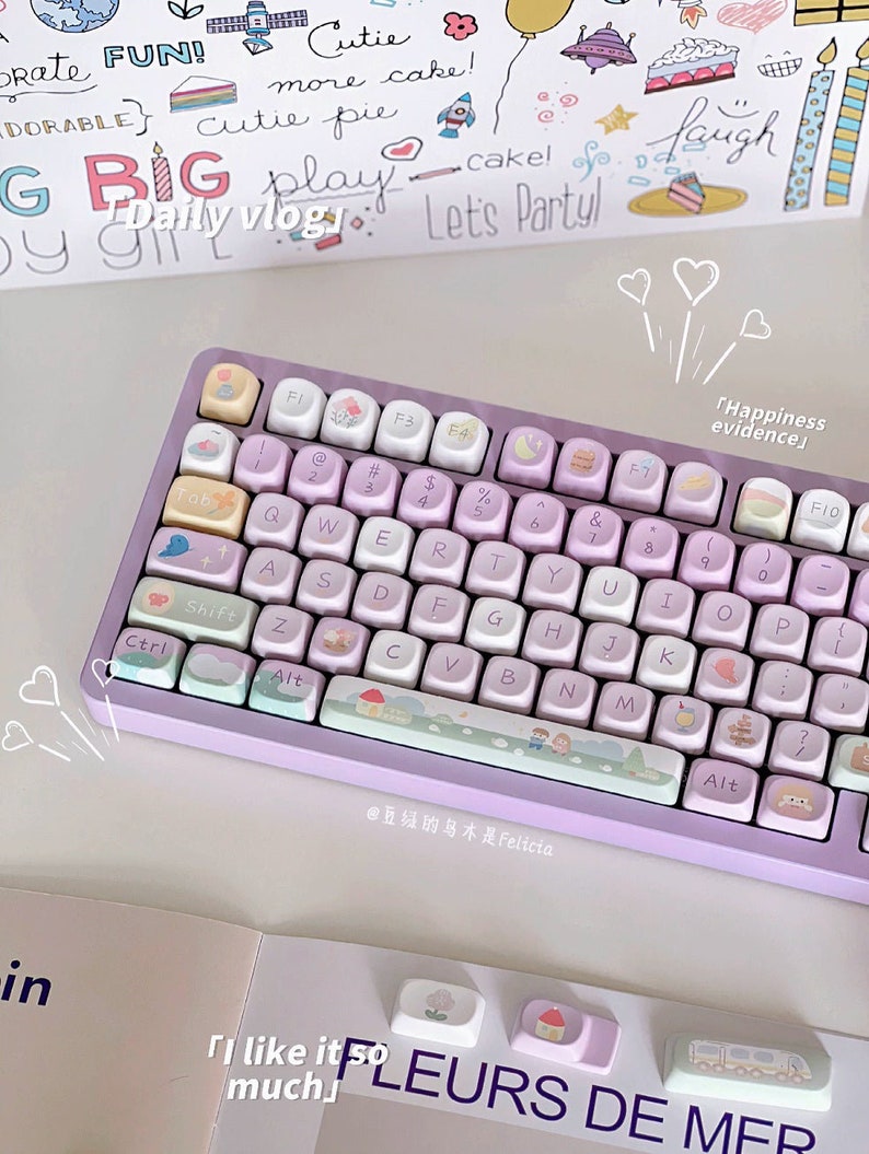 Romantic Travel Soa/cherry Profile Customized Keyboard Cute Purple ...