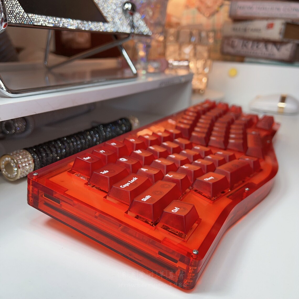 Prebuild Red Crystal Acrylic Customized Mechanical Ergonomic Keyboard ...