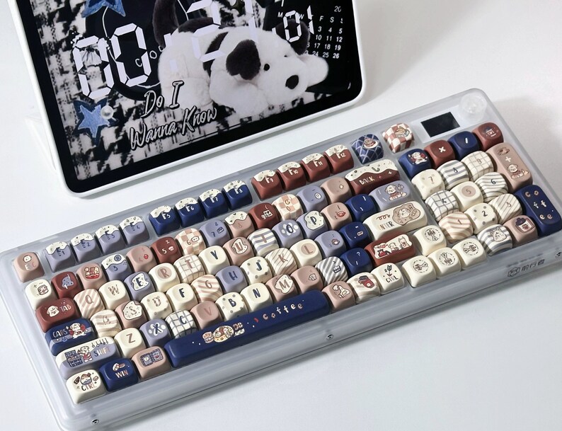 Coffee Doggy Puppy Keycaps Cute Keycaps Customized Keyboard Mechanical ...