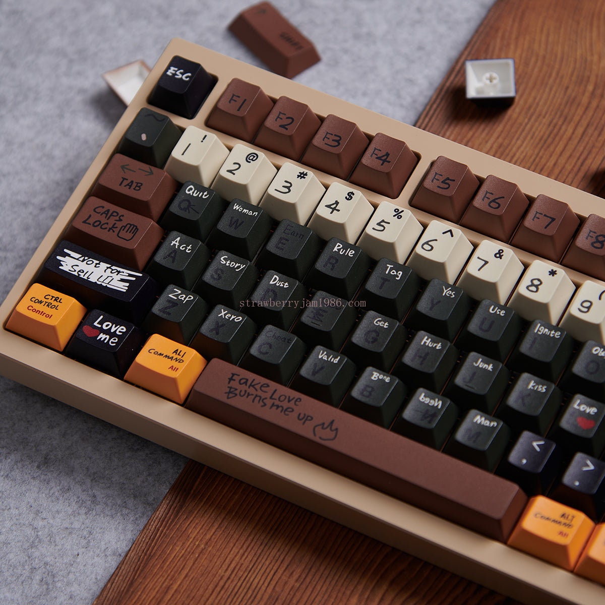 Love Story Retro Brown Black Dark Theme Cherry Profile Keycaps - Etsy