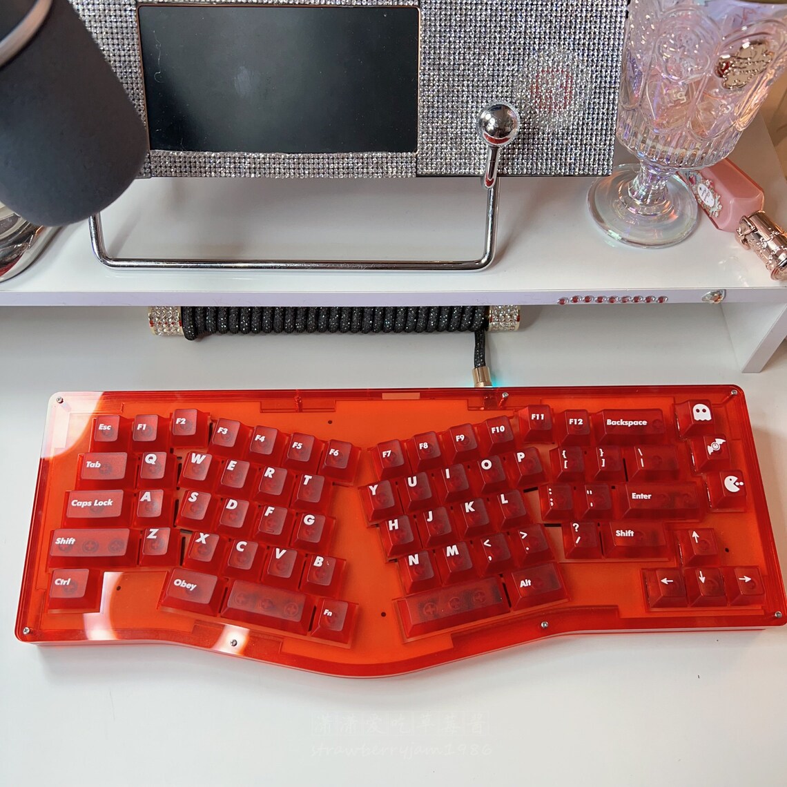 Prebuild Red Crystal Acrylic Customized Mechanical Ergonomic Keyboard ...