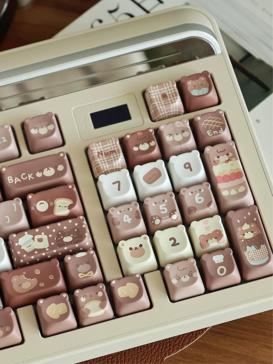 026 Brown Bear Baked Keycaps Cute and Round Skin-like Feel Designed by ...