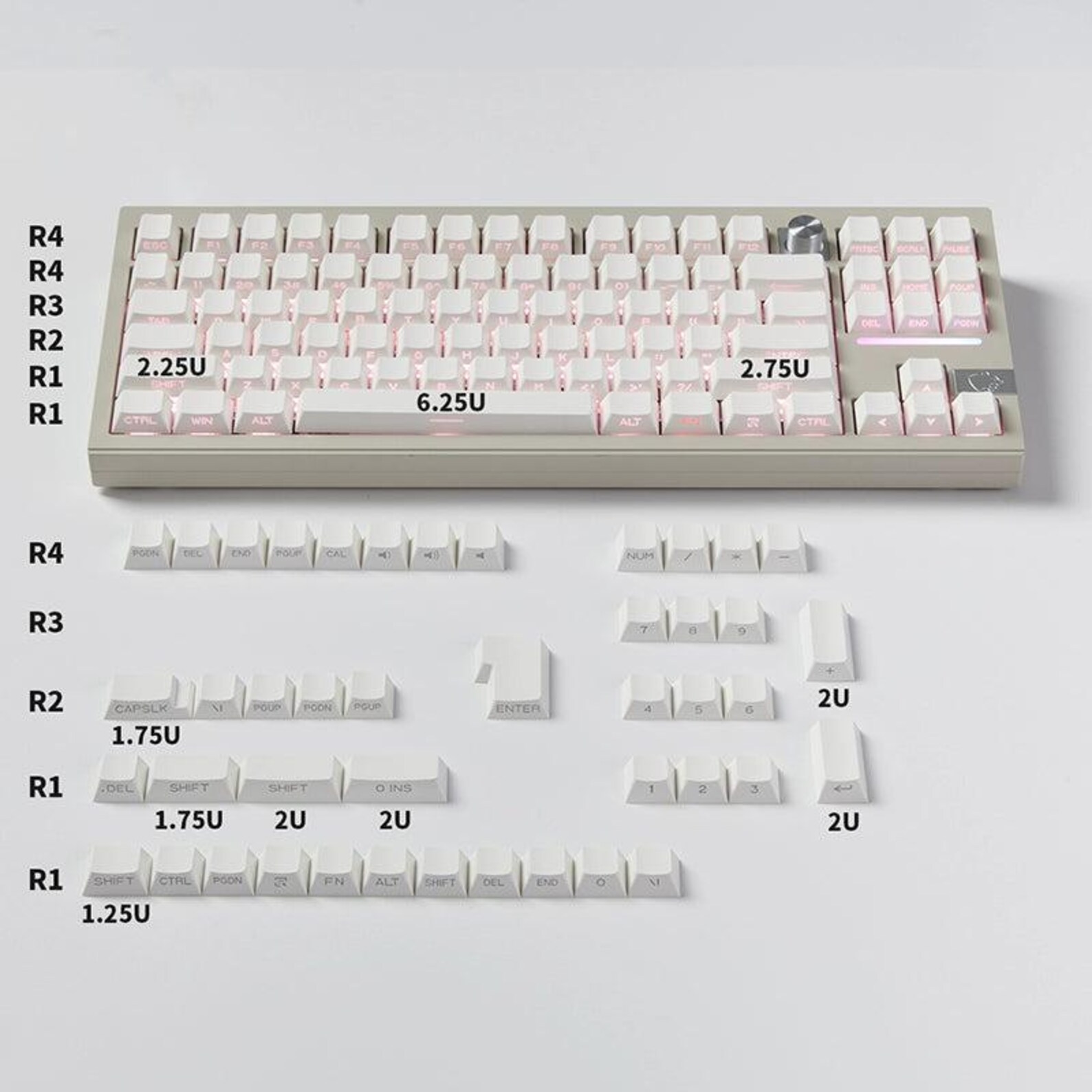 006 White / Black Side Light-transmitting Side Engraved Cherry Profile 131 Keys PBT Two-color ...