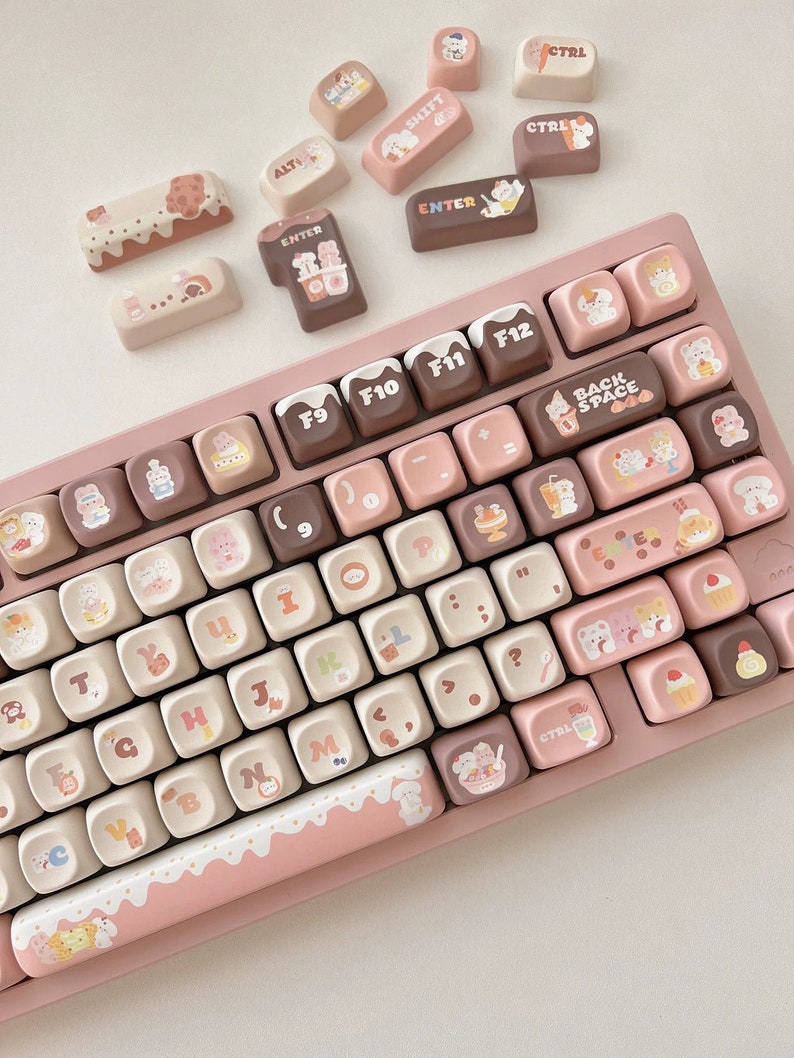 Bunny & Bear Milk Tea Store MOA Profile Pink Brown Customized Keycap ...