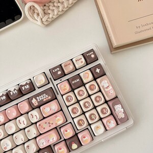 Bunny & Bear Milk Tea Store MOA Profile Pink Brown Customized Keycap ...