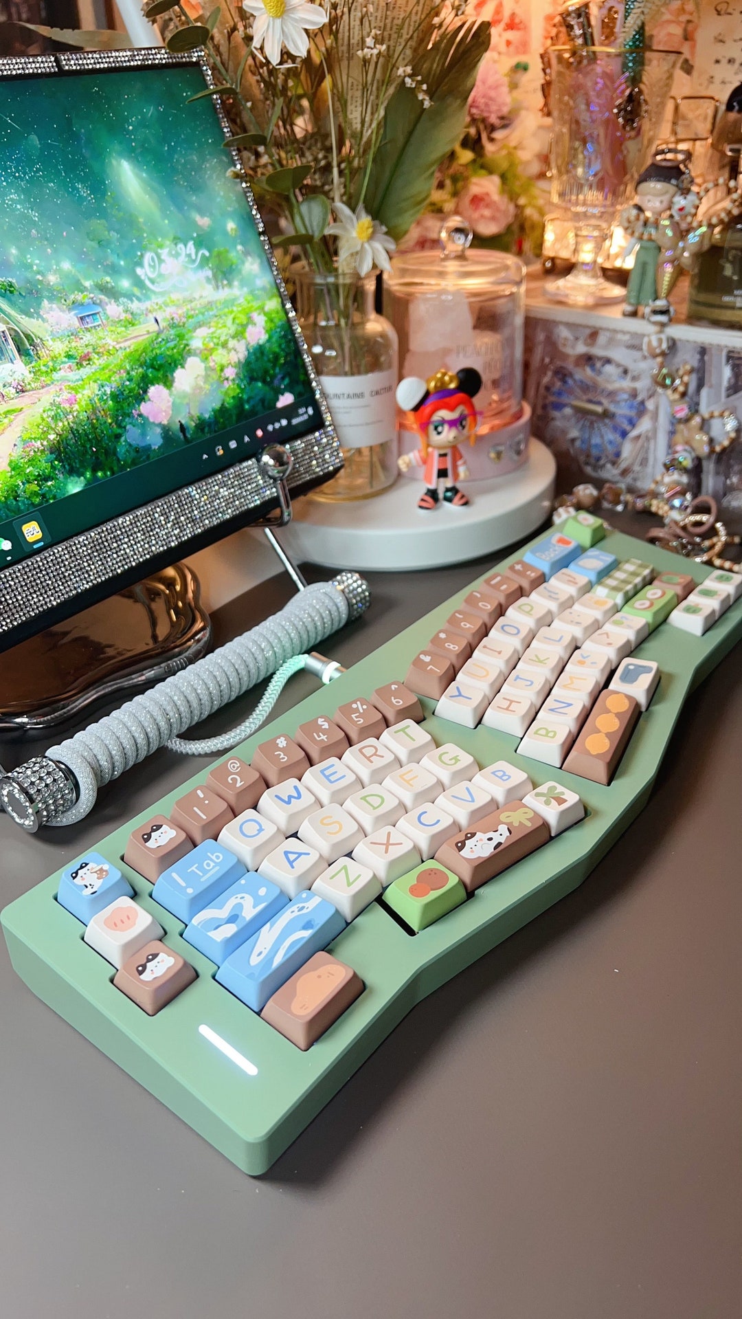 Prebuild Pastel Green Ergonomic Aluminum Customized Mechanical Keyboard ...