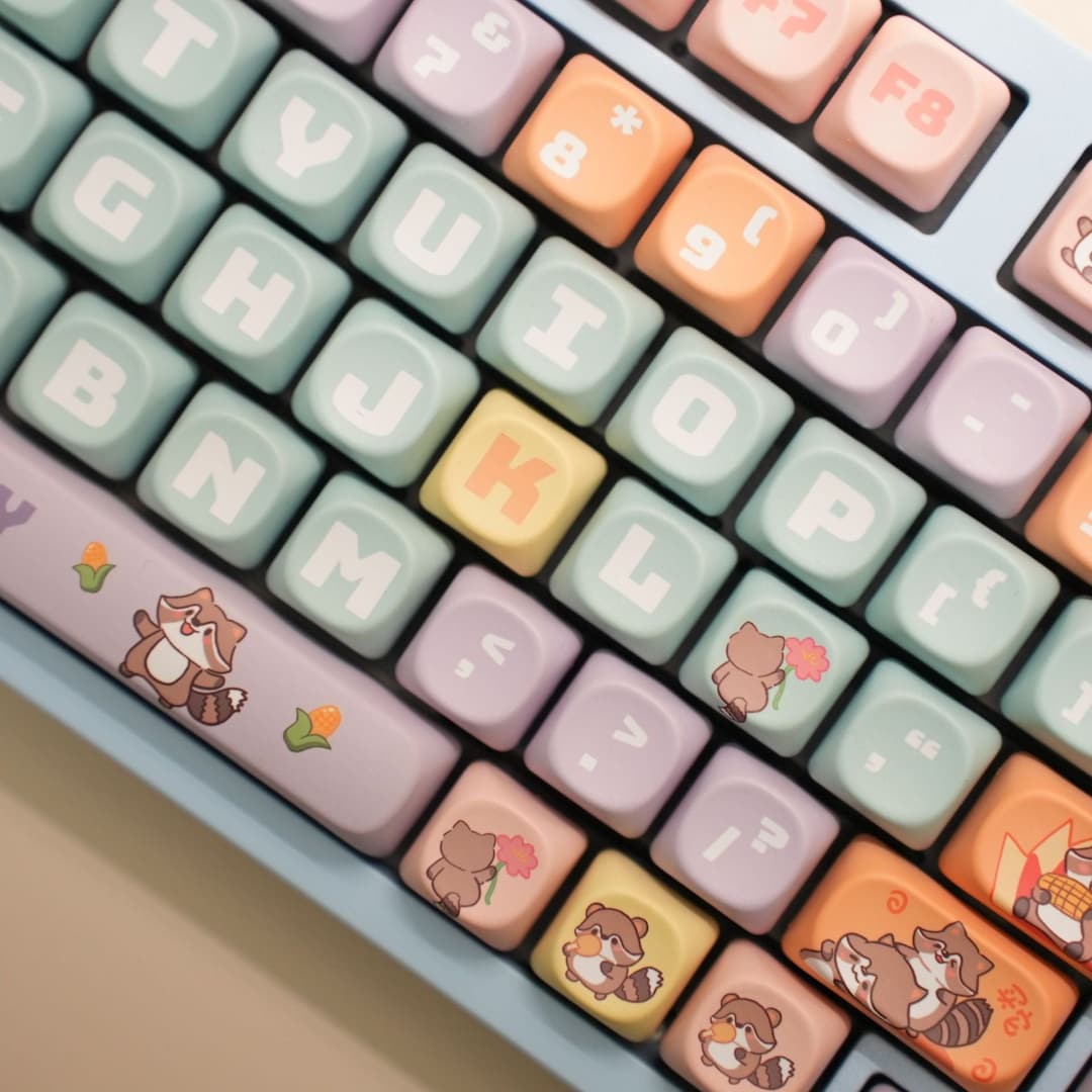 MOA Profile PBT Cute Raccoon Theme Full Set of Keycaps - Etsy