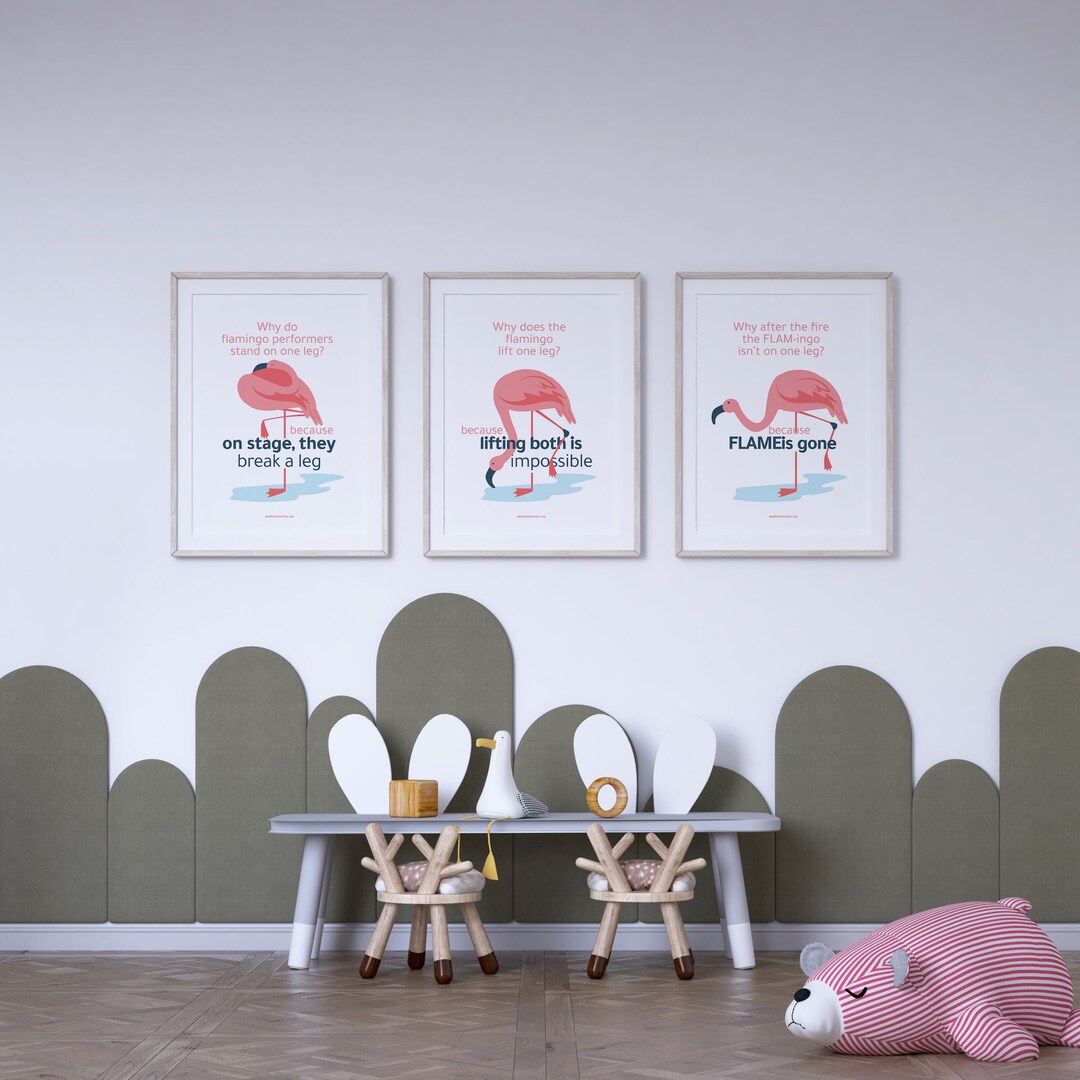 English Flamingo Frames Art Wall Posters Children Prints Kids Room ...